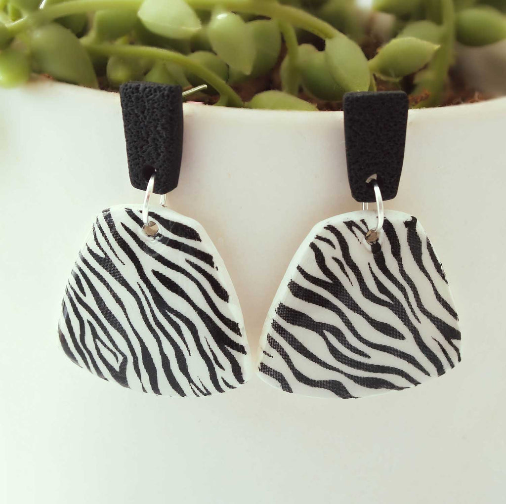 Zebra Print Earrings | Statement Drop Earrings | Unique Jewellery – Lottie Of London Jewellery