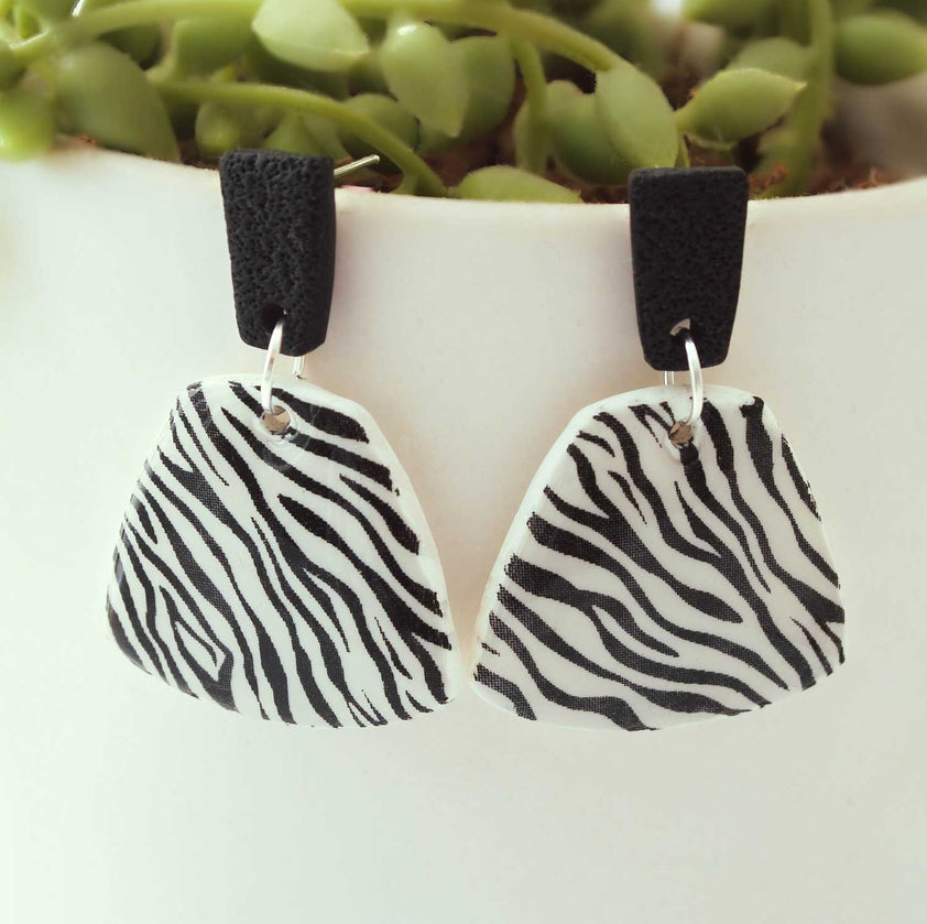 Zebra Print Earrings | Statement Drop Earrings | Unique Jewellery ...