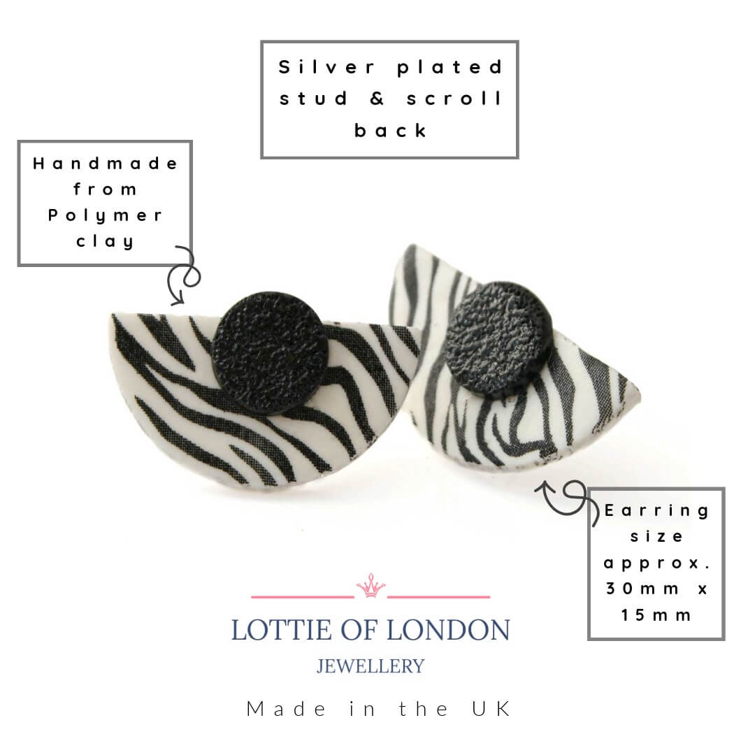 Zebra Print Earrings | Statement Art Deco Earrings | Unique Jewellery ...